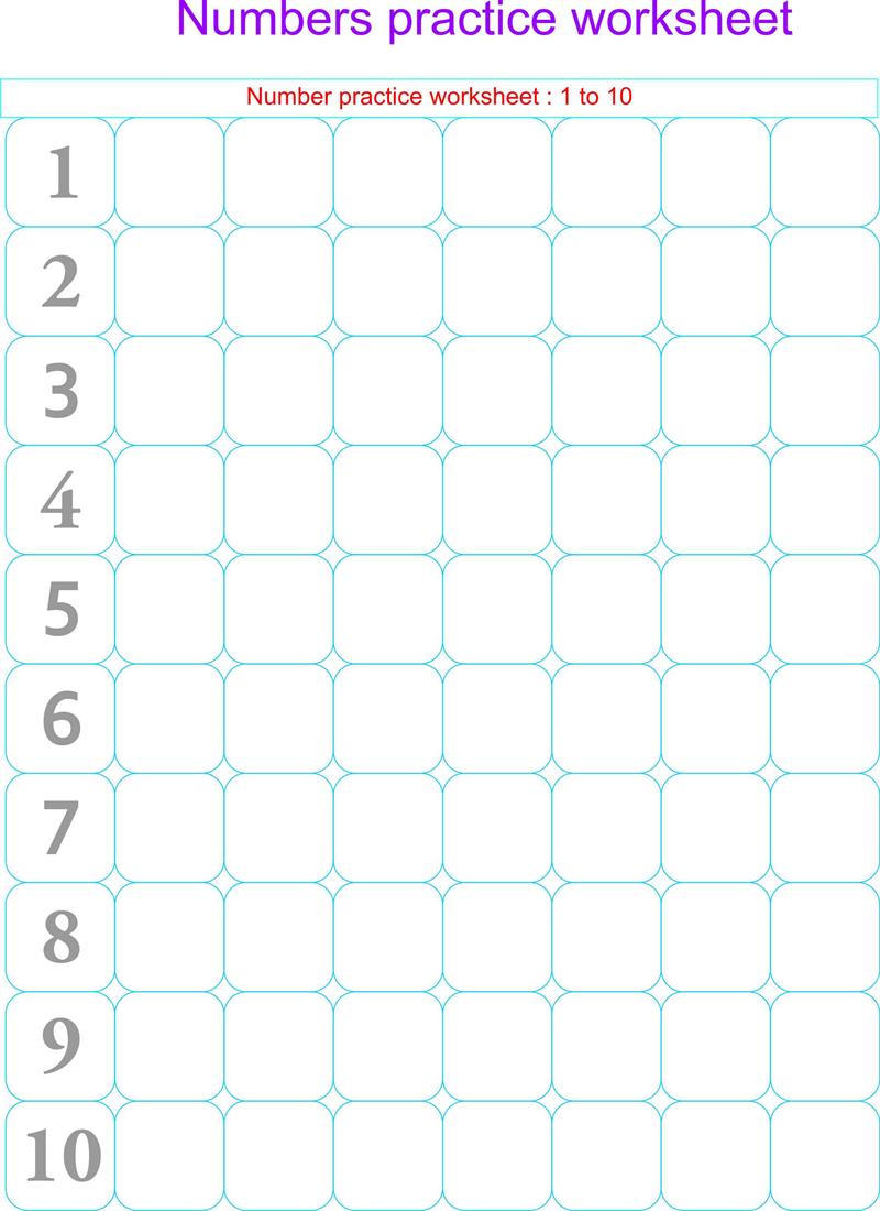 Write Numbers 1 10