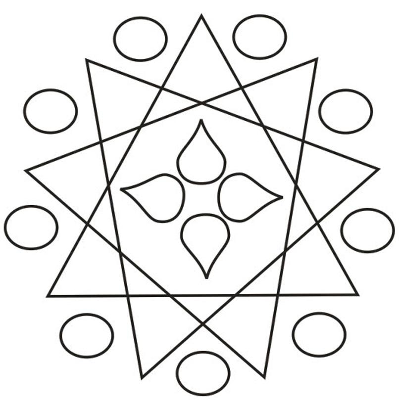 Rangoli Design Coloring Printable Page For Kids 1
