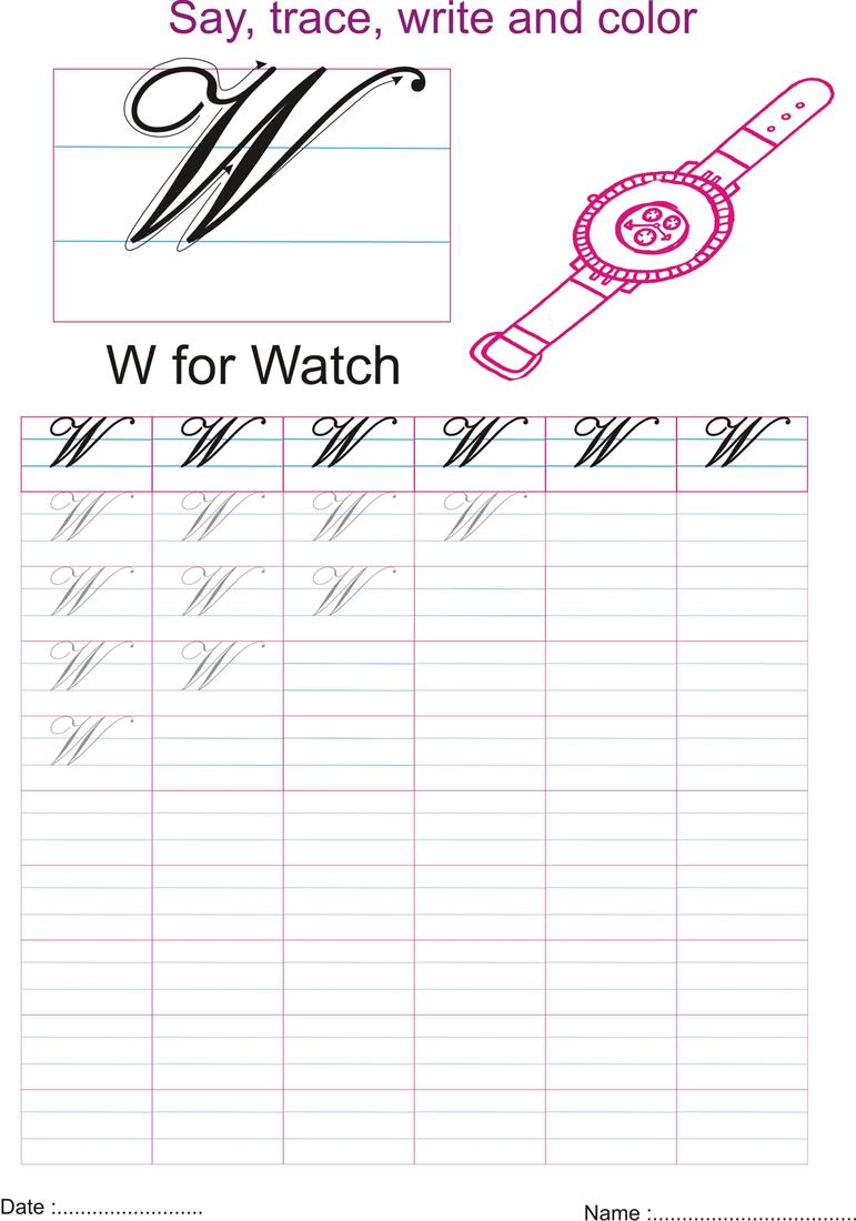 Cursive Captial Letter W Worksheet