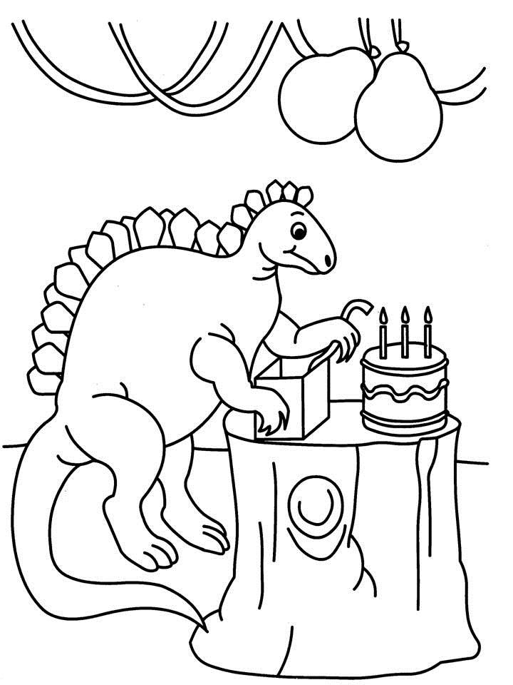 Dinosaur Birthday Coloring Page